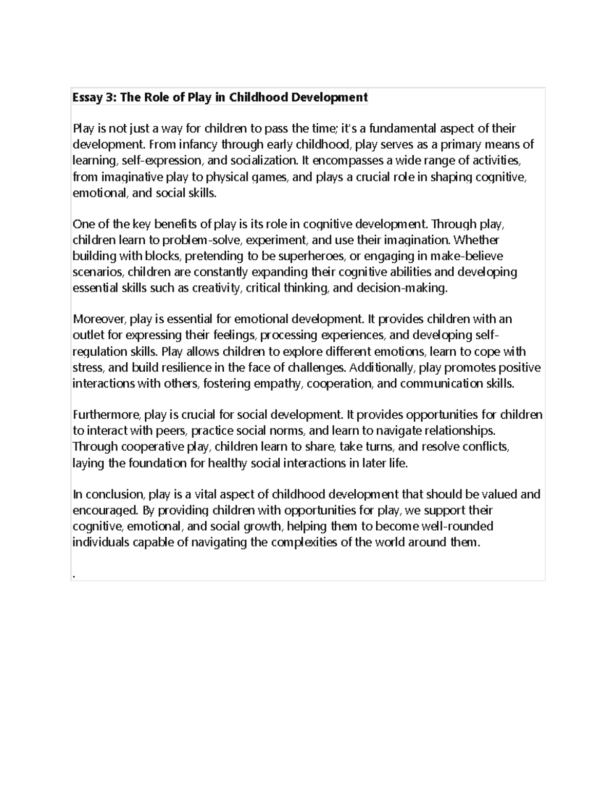 Essay 3 - the modern century presents opportunities for personal growth ...