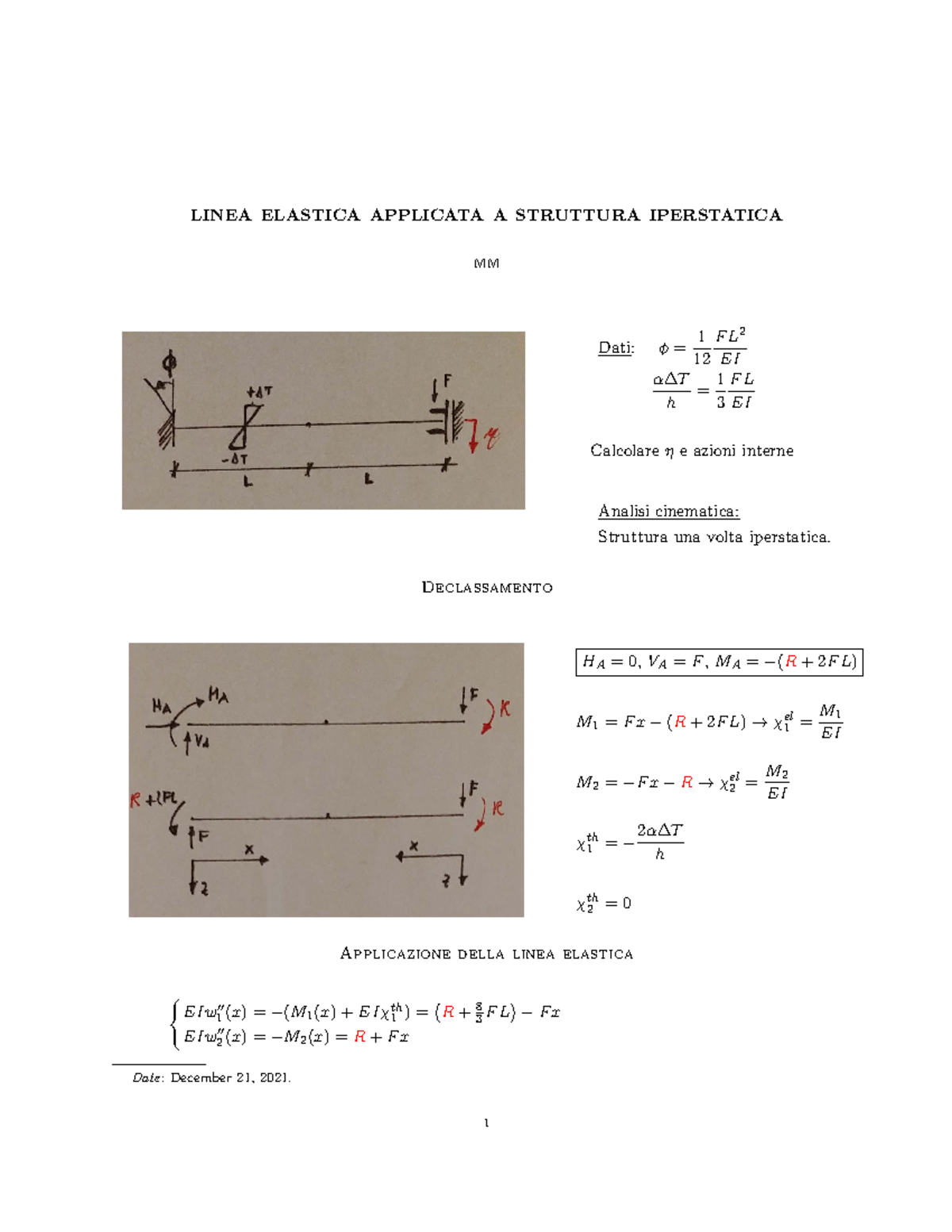 Esercizio Linea Elastica Iperstatica - LINEA ELASTICA APPLICATA A ...