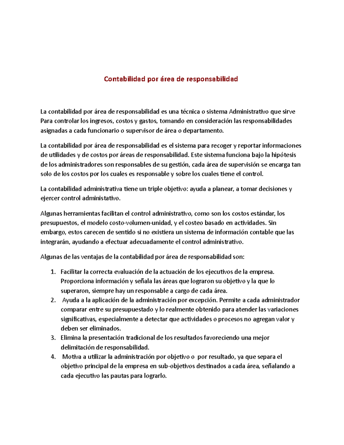 Contabilidad por área de responsabilidad - La contabilidad por área de ...