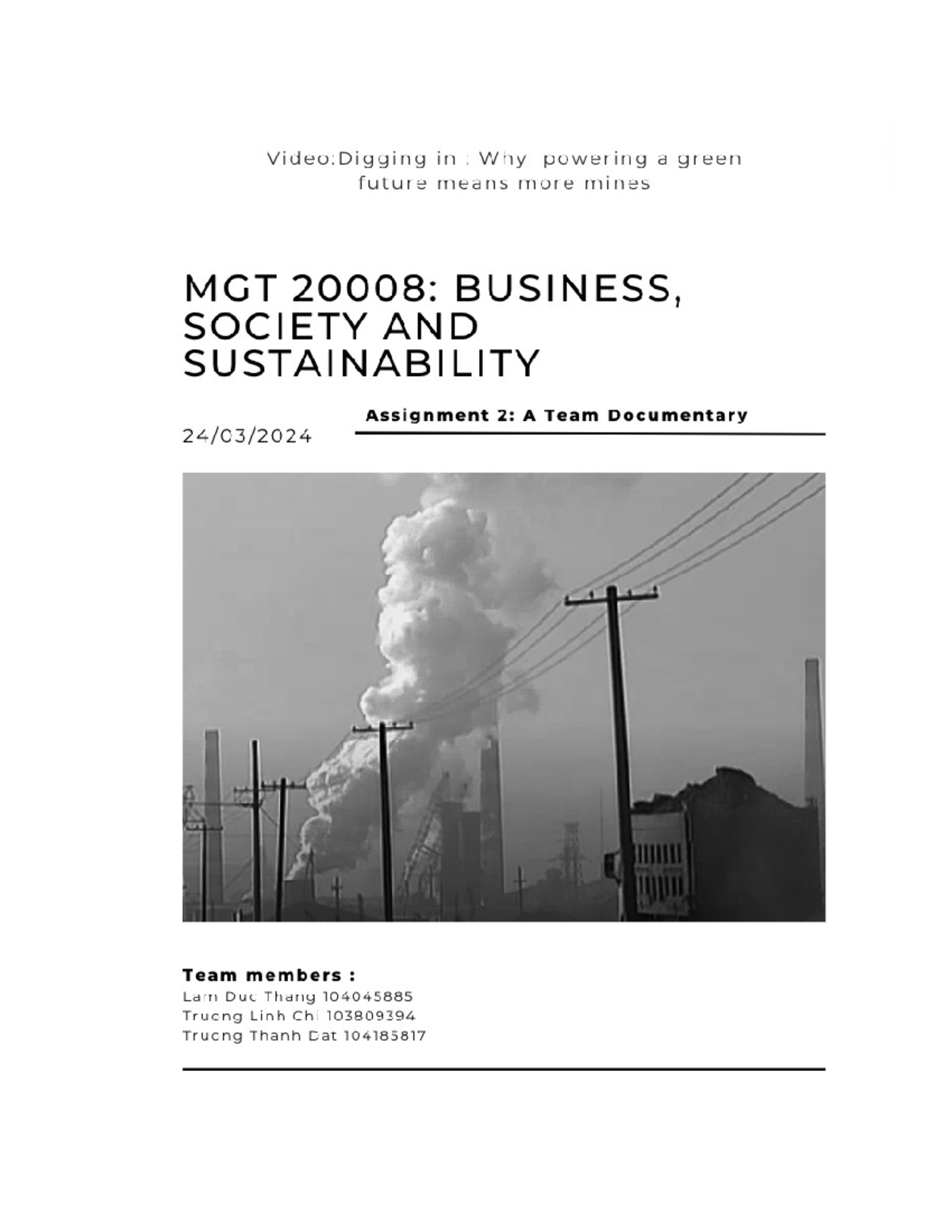 Team 3's Assignment group MGT2000 8 - Table of - Studocu