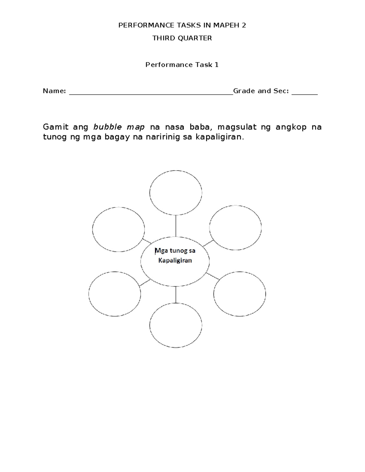 G2 PT Q3 Mapeh - THIRD QUARTER SKAI KRU Performance Task 1 Name: - Studocu