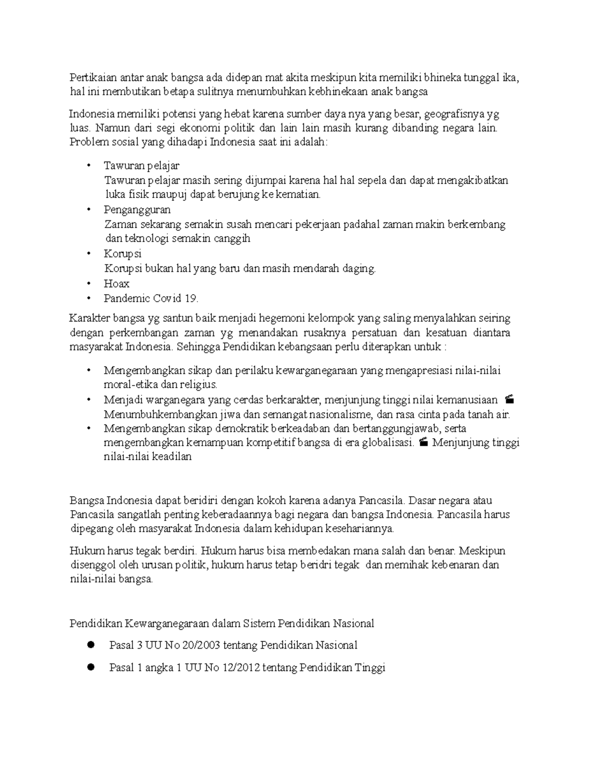 PKN - Permasalahan Negara Indonesia - Pertikaian antar anak bangsa ada ...