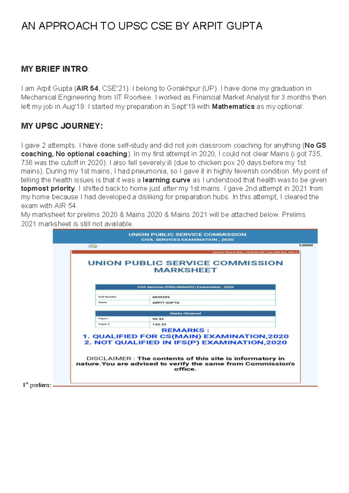An Approach To Upsc Cse By Arpit Gupta Air 54 An Approach To Upsc Cse By Arpit Gupta My 6070