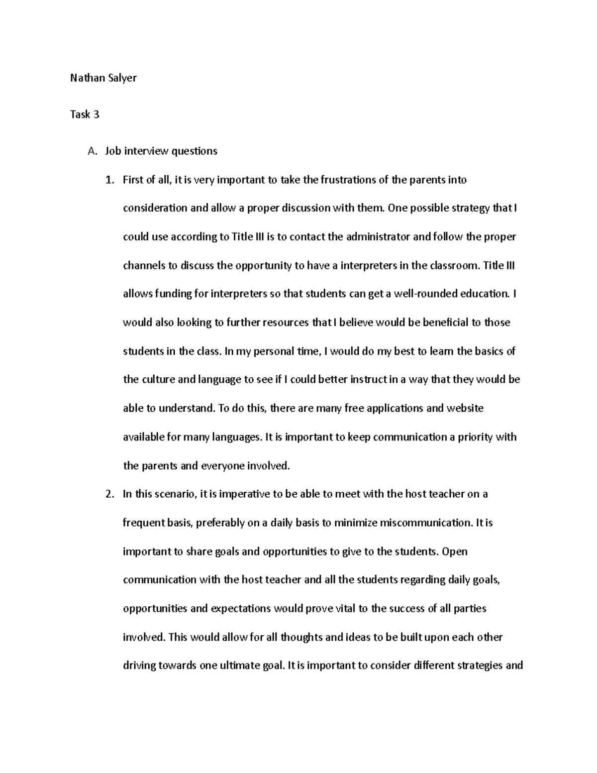 Essential Practices for Diverse Learners Task 3 - Nathan Salyer Task 3 ...