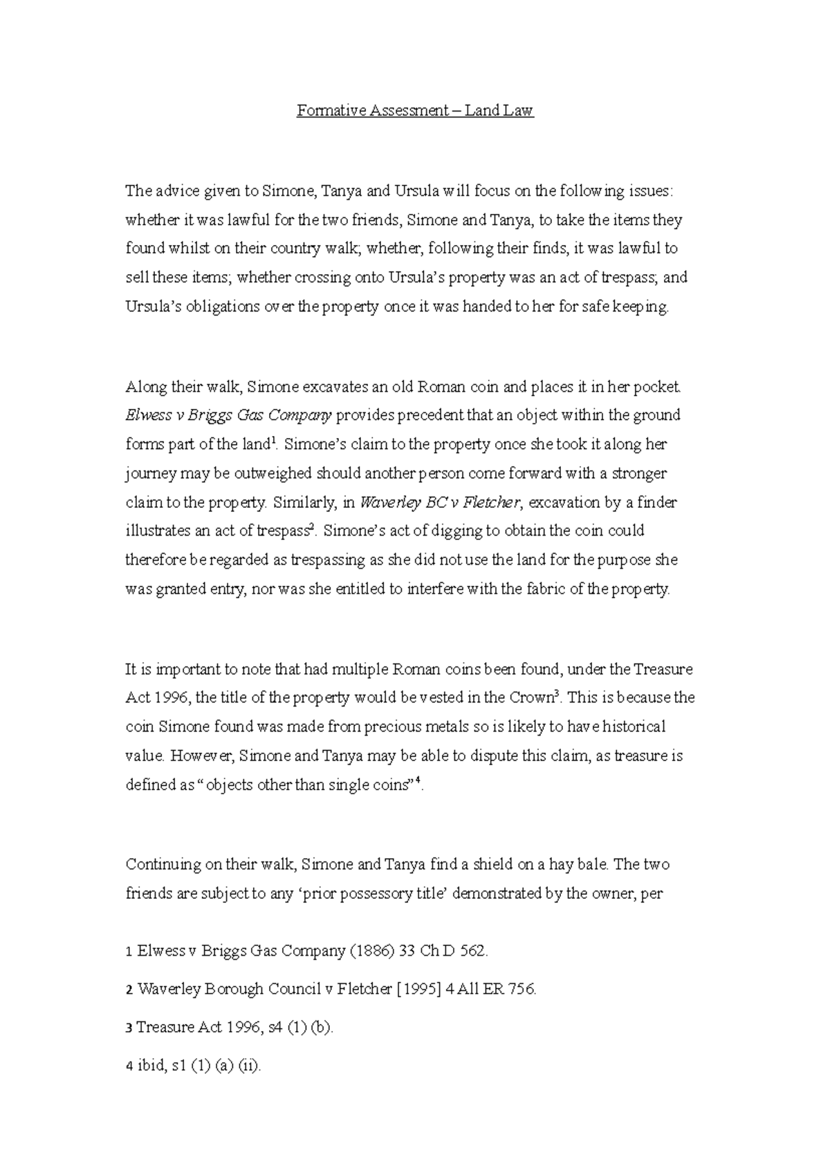 Formative Assessment - Answer - Formative Assessment – Land Law The ...