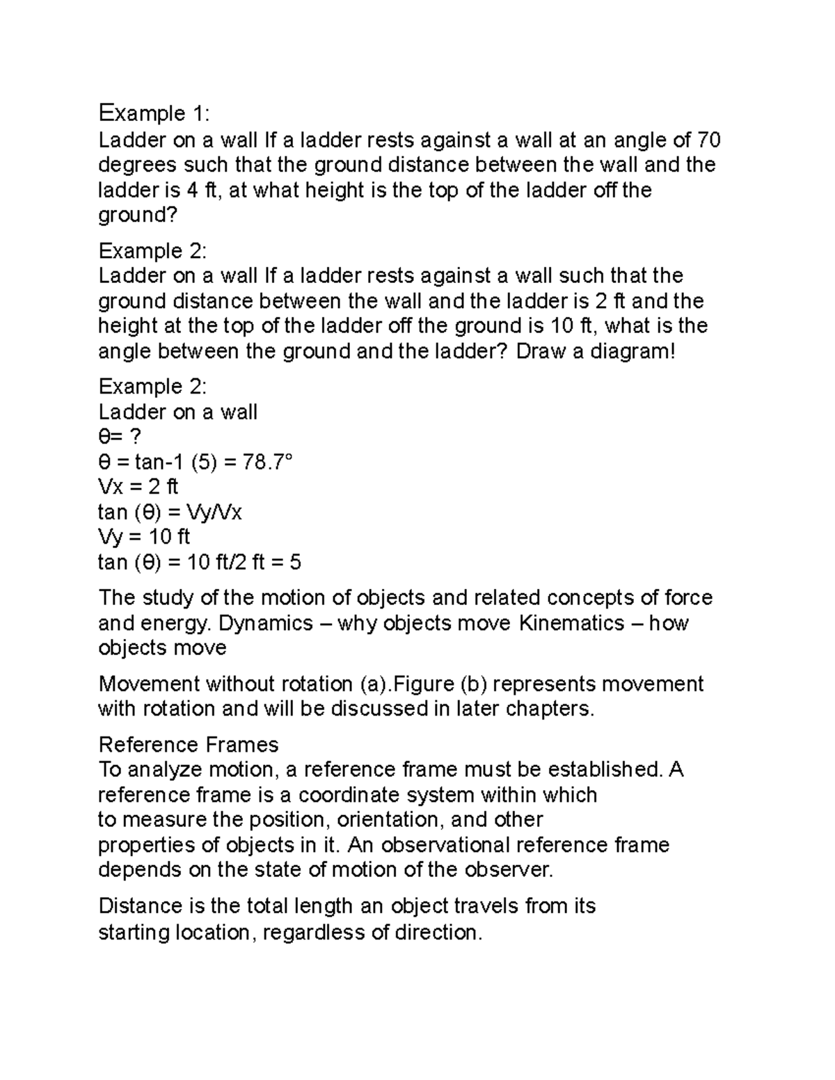 Physics 7 - Practice questions - Example 1: Ladder on a wall If a ...