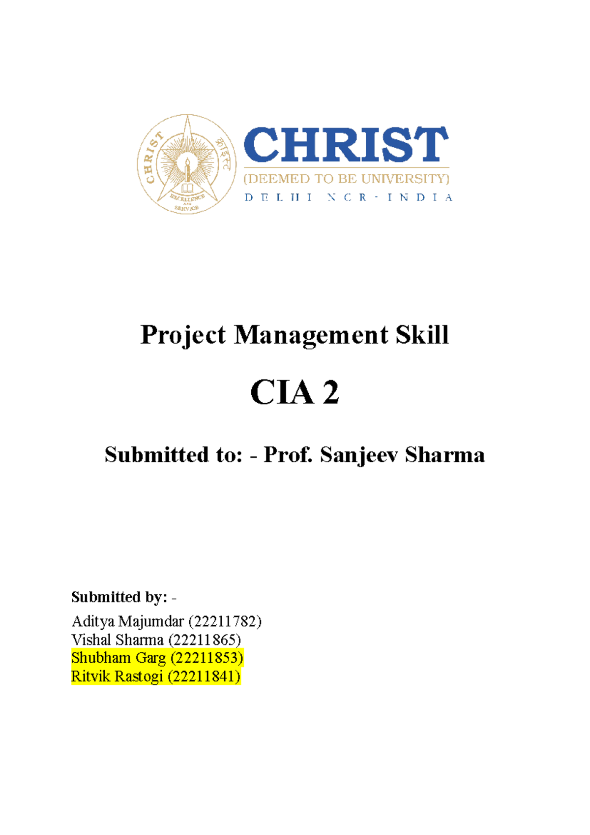 Project Management Skills CIA 2 - Project Management Skill CIA 2 ...