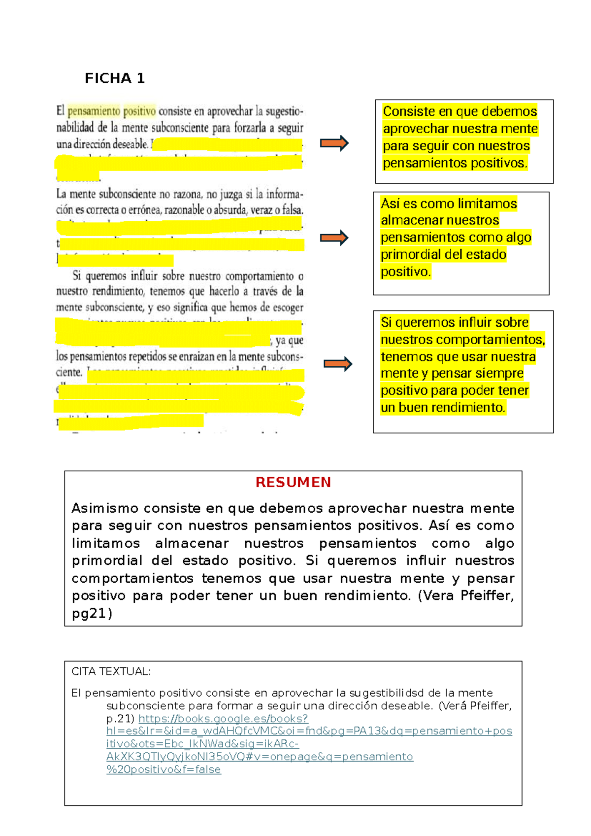Ficha de resumen - FICHA 1 Consiste en que debemos aprovechar nuestra ...