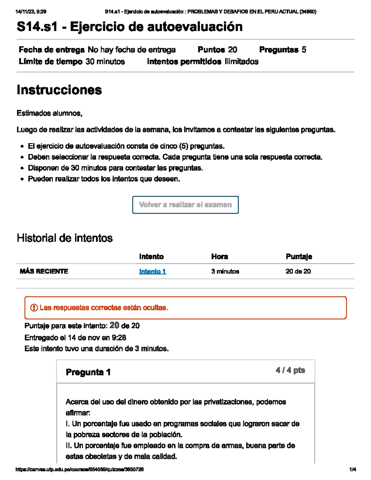 S14.s1 - Ejercicio de autoevaluación Historia y dessafios del Peru ...