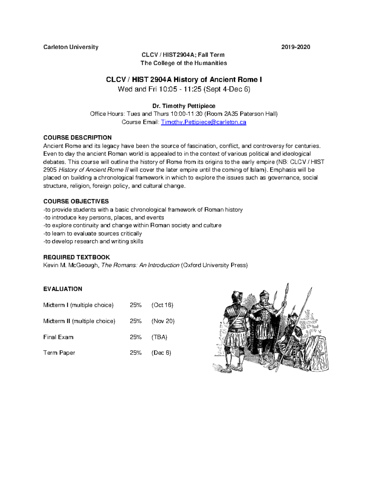 CLCV2904 History of Ancient Rome I Fall 2019 - Carleton University 2019 ...
