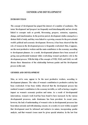 Module 2. Introduction to Gender and Development - Gender And Society ...