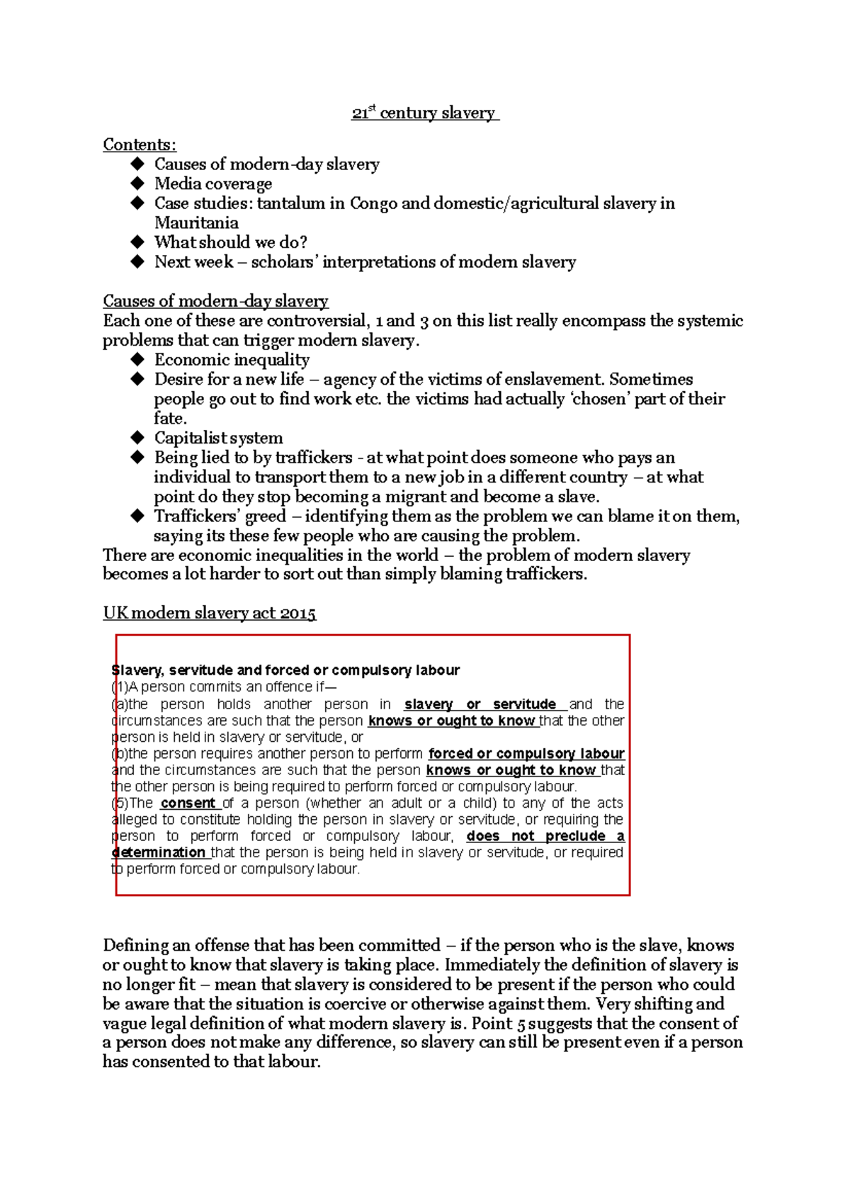 15- modern slavery - 21 st century slavery Contents: Causes of modern ...