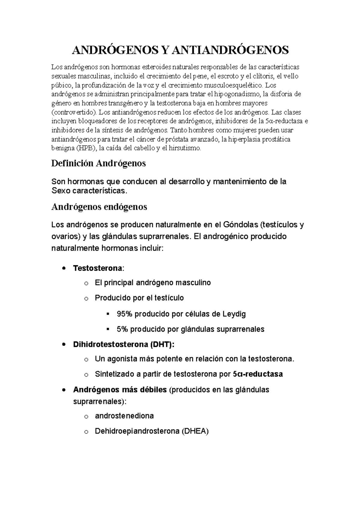 Andrógenos Y Antiandrógenos - ANDRÓGENOS Y ANTIANDRÓGENOS Los ...