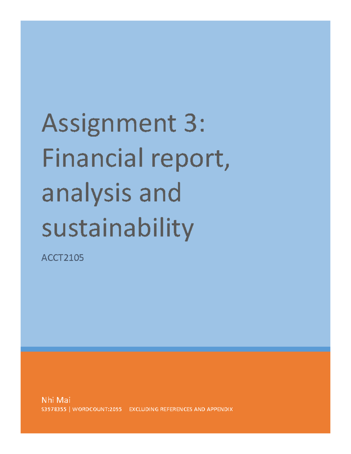 ASM3-ACCT - CR high - Nhi Mai S3978355 | WORDCOUNT:2095 EXCLUDING ...