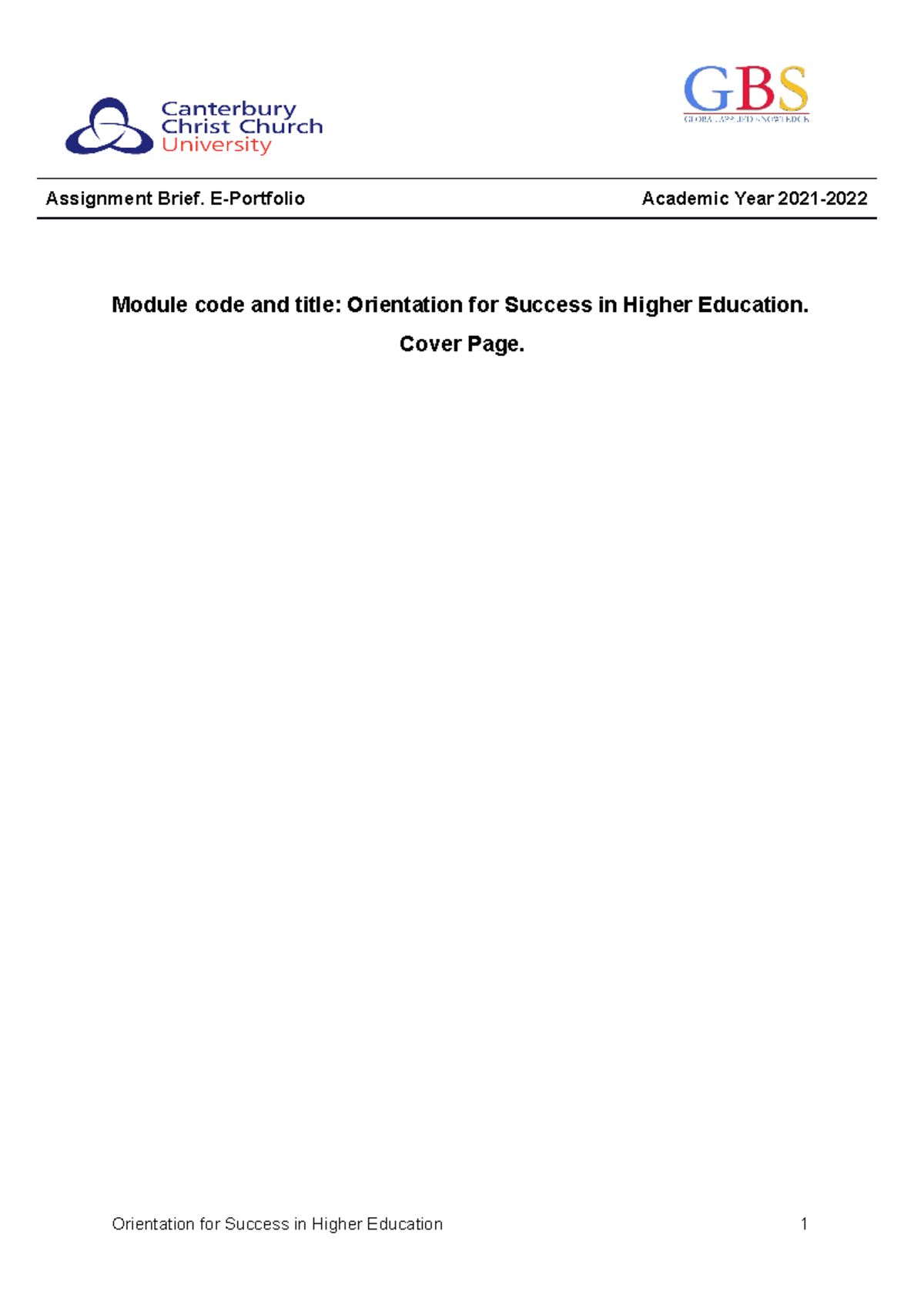Orientation For Success In Higher Education Cover Page E Portfolio orientation-for-success-in-higher-education-cover-page-e-portfolio