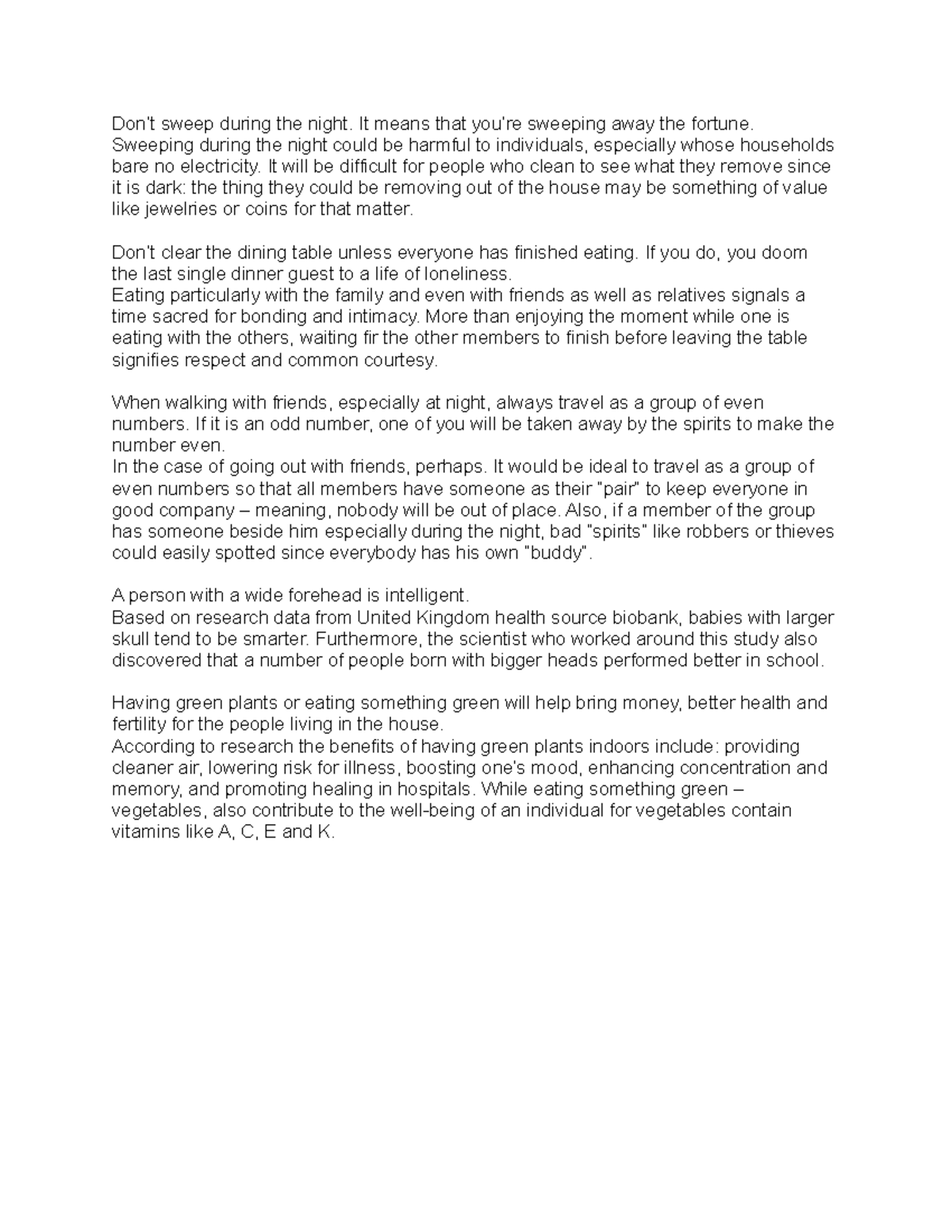 Myths - Don’t sweep during the night. It means that you’re sweeping ...