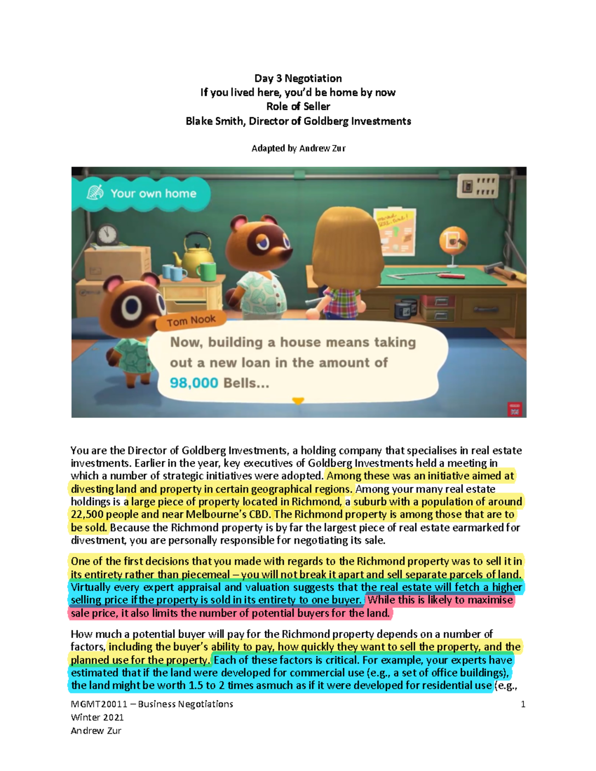 Day 03. Blake Smith, Role of Seller, Director of Goldberg Investments ...