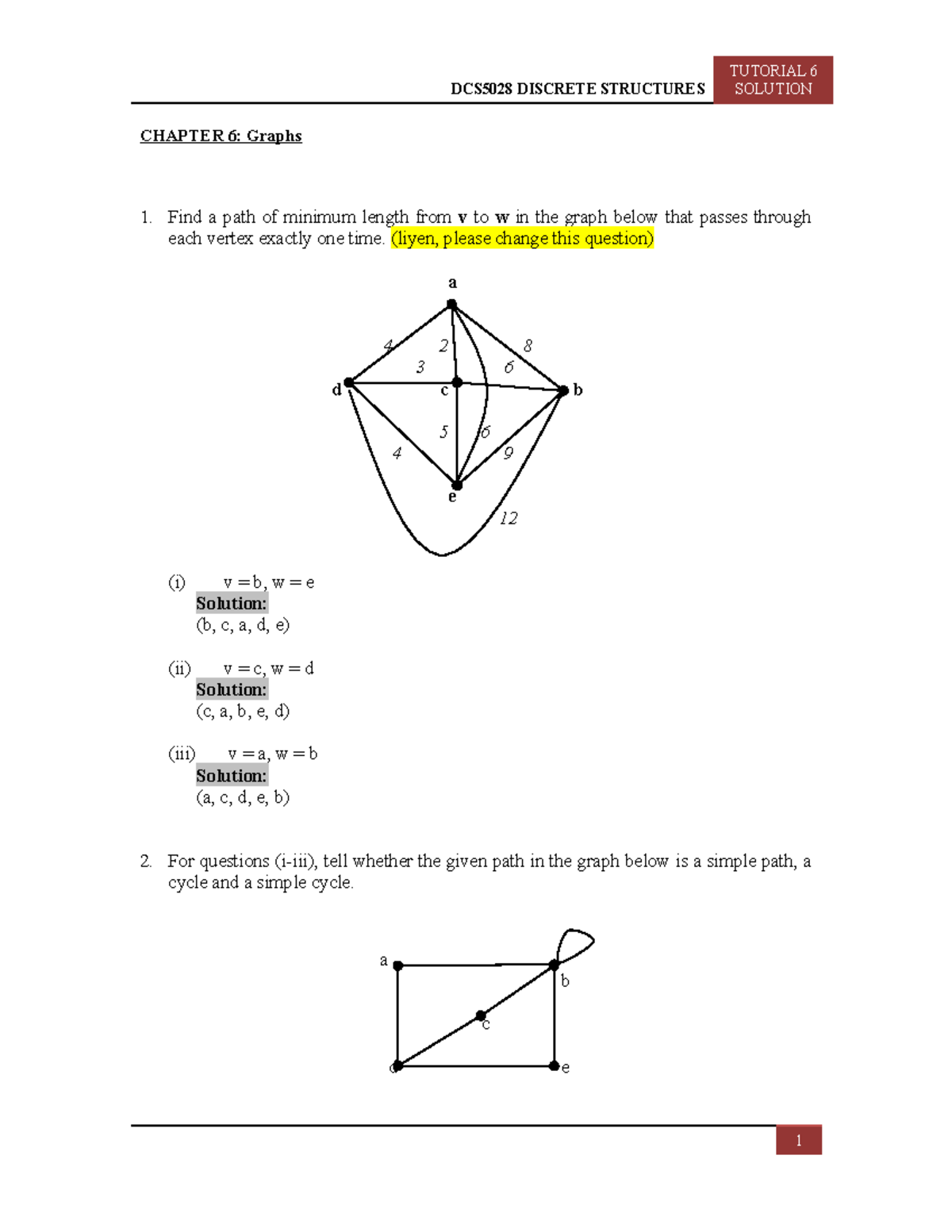 Tutorial 6 Sol Question And Solution Dcs5028 Discrete Structures Tutorial 6 Solution Chapter 1357
