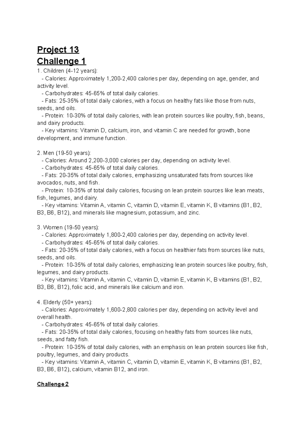 Project 13 - free work - Project 13 Challenge 1 Children (4-12 years ...