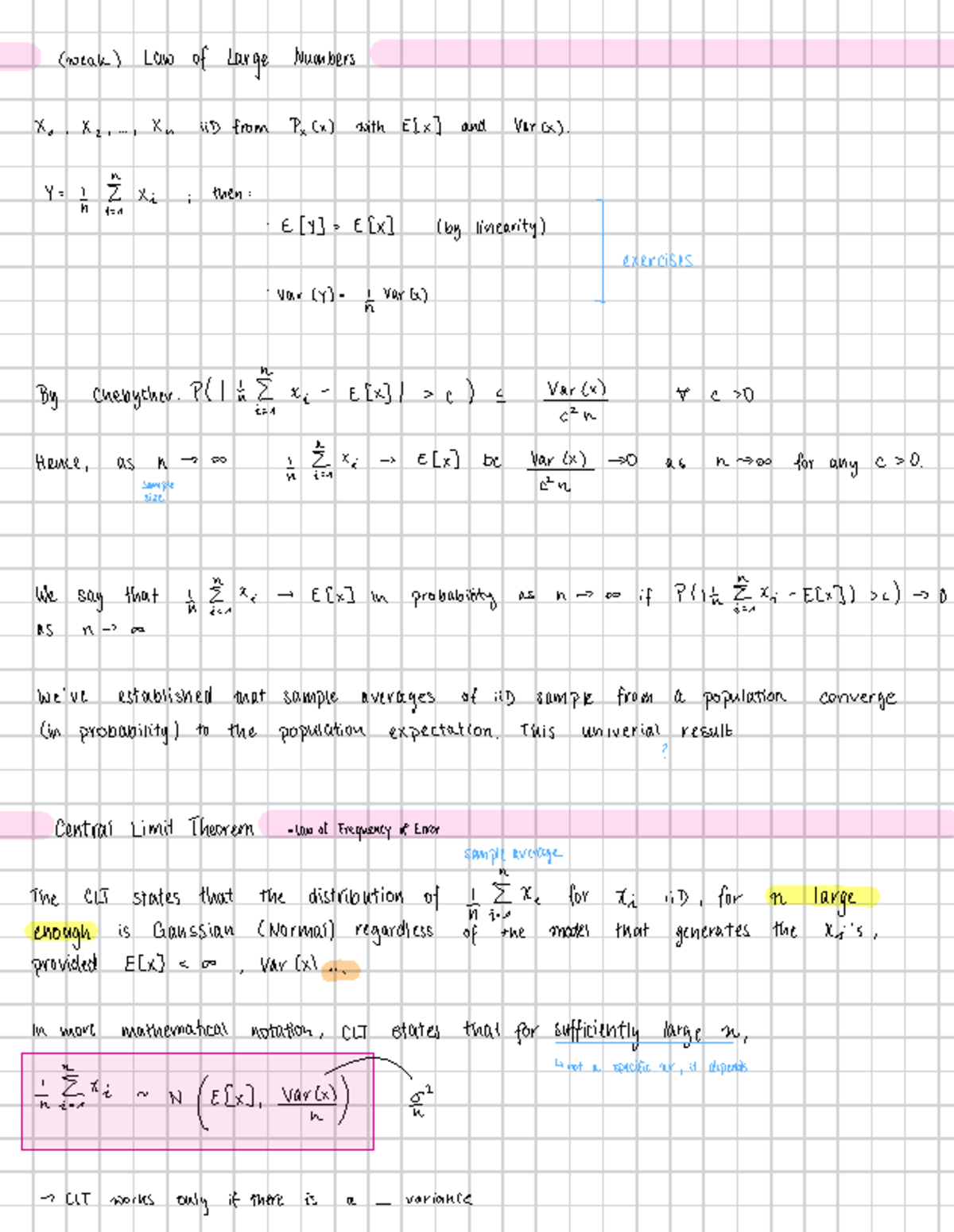 Bocconi Statistics I - Chebychev's Equality, Law of Large Numbers, Central Limit Theorem, Markov ...