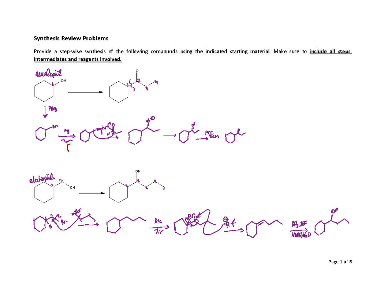 Synthesis+Review+Problems - Synthesis Review Problems Provide a step ...