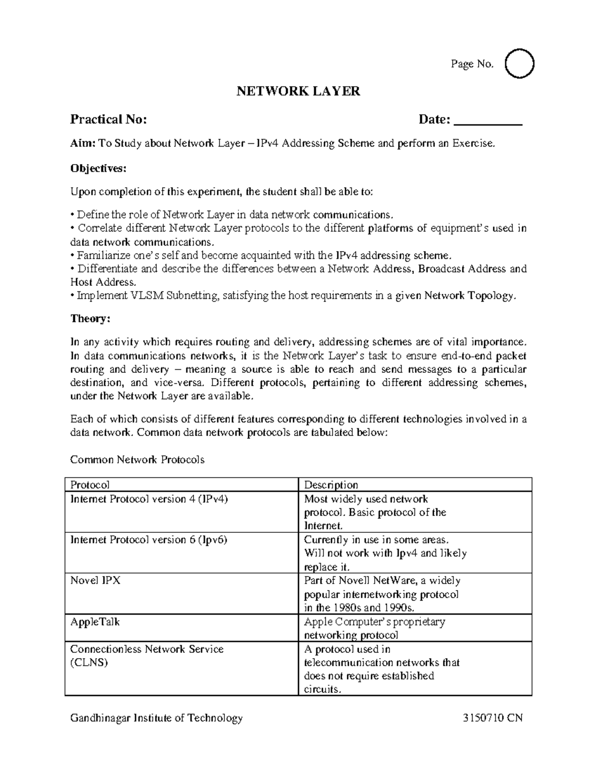 3150710 CN Lab Manual - erbvrg rt55 - Gandhinagar Institute of Technology 3150710 CN NETWORK ...