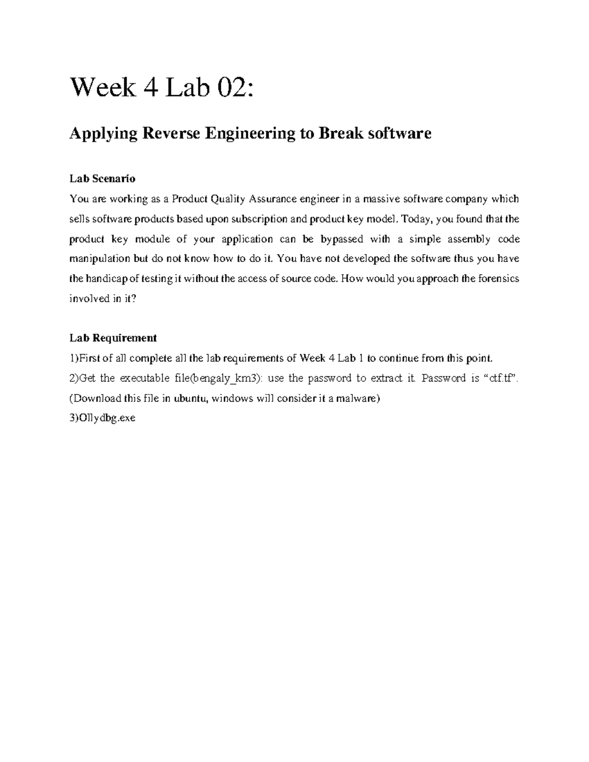 rsgSDBDFSHFDzdfnzn - Week 4 Lab 02: Applying Reverse Engineering to ...