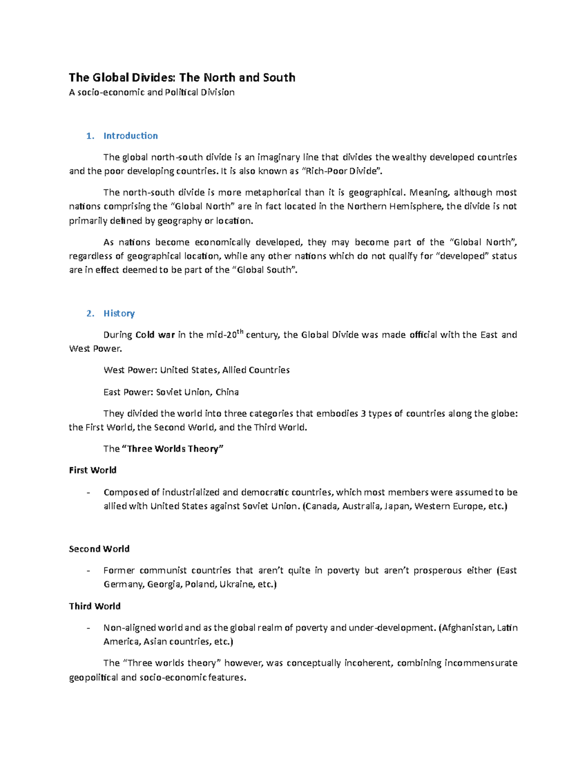 G1-The Global Divides-1 - The Global Divides: The North and South A ...