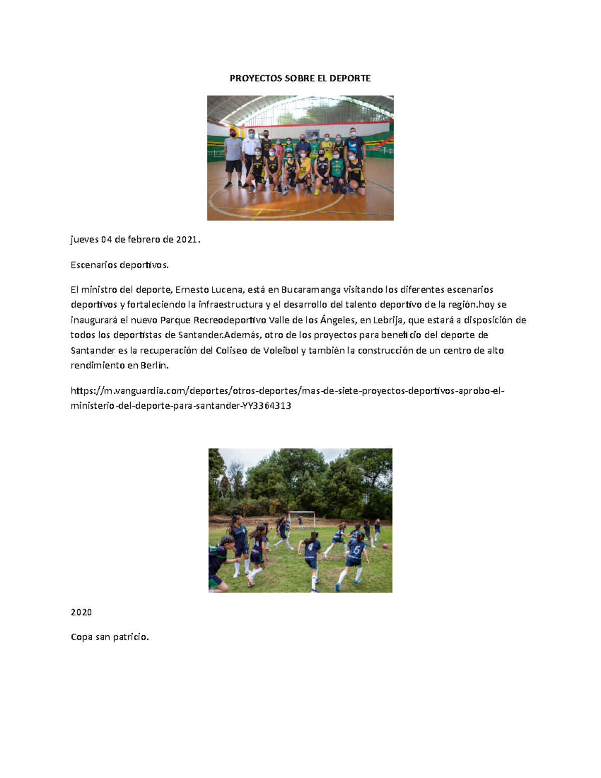 Proyectos sobre el deporte - PROYECTOS SOBRE EL DEPORTE jueves 04 de ...