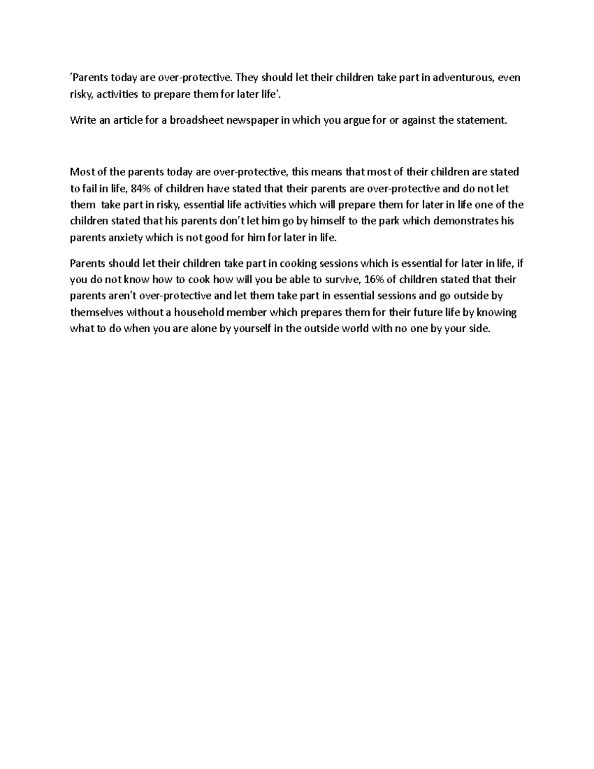 Parents today are over - asdsad - 'Parents today are over-protective ...