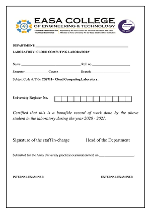 CSM Syllabus - CCS336 CLOUD SERVICES MANAGEMENT L T P C 2 0 2 3 COURSE OBJECTIVES: Introduce ...