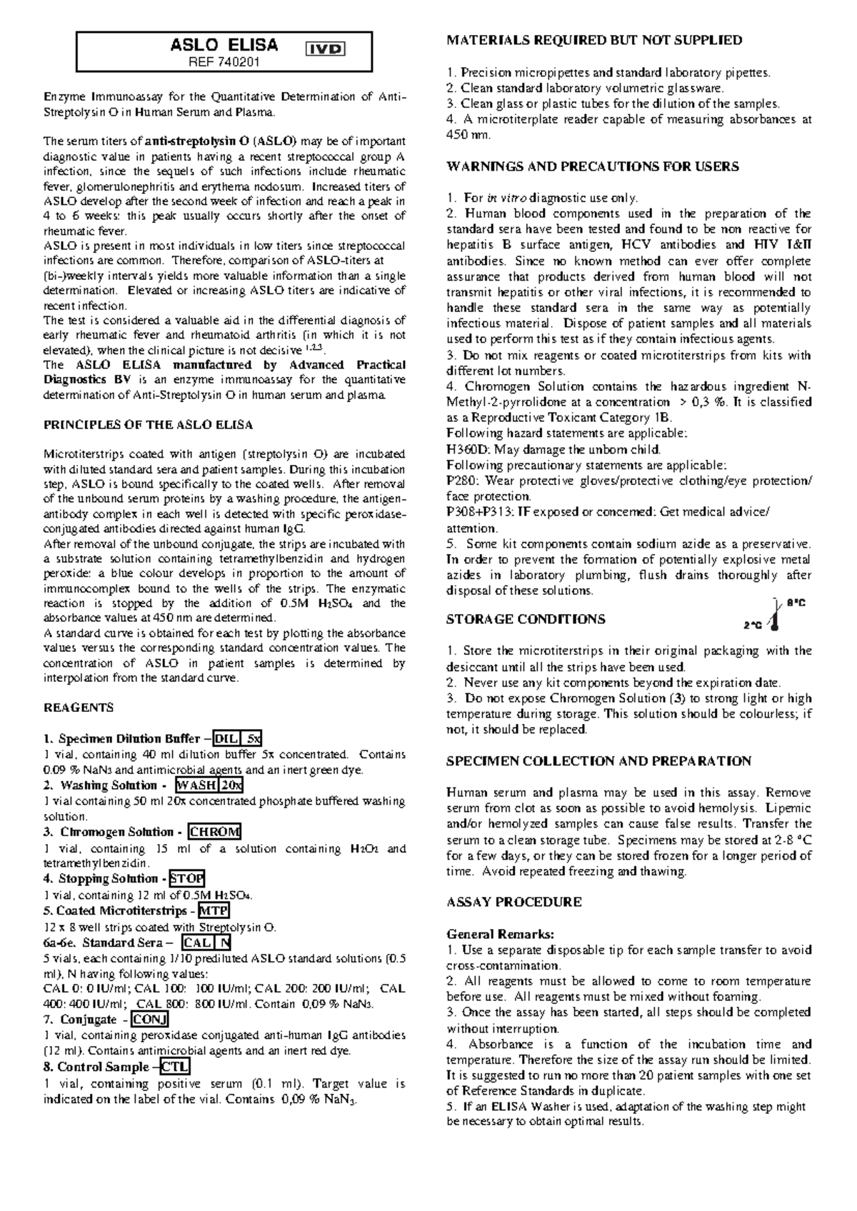 ASLO Elisa Protocol[ 277] - ASLO ELISA REF 740201 Enzyme Immunoassay ...