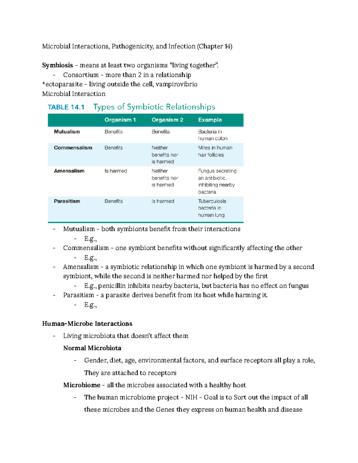 Microbial Interactions, Pathogenicity, and Infection - Consortium ...