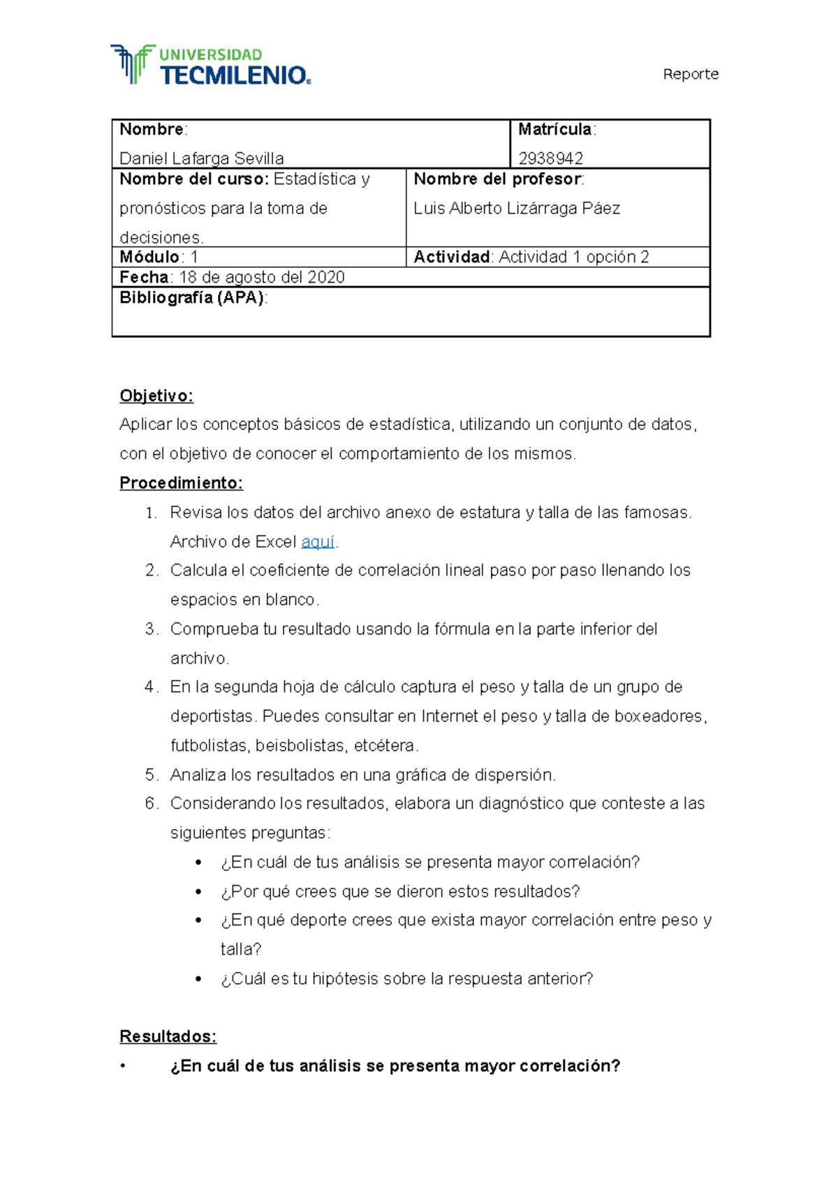 ACT 1 opcion 2 - sdsd - Reporte Nombre : Daniel Lafarga Sevilla ...