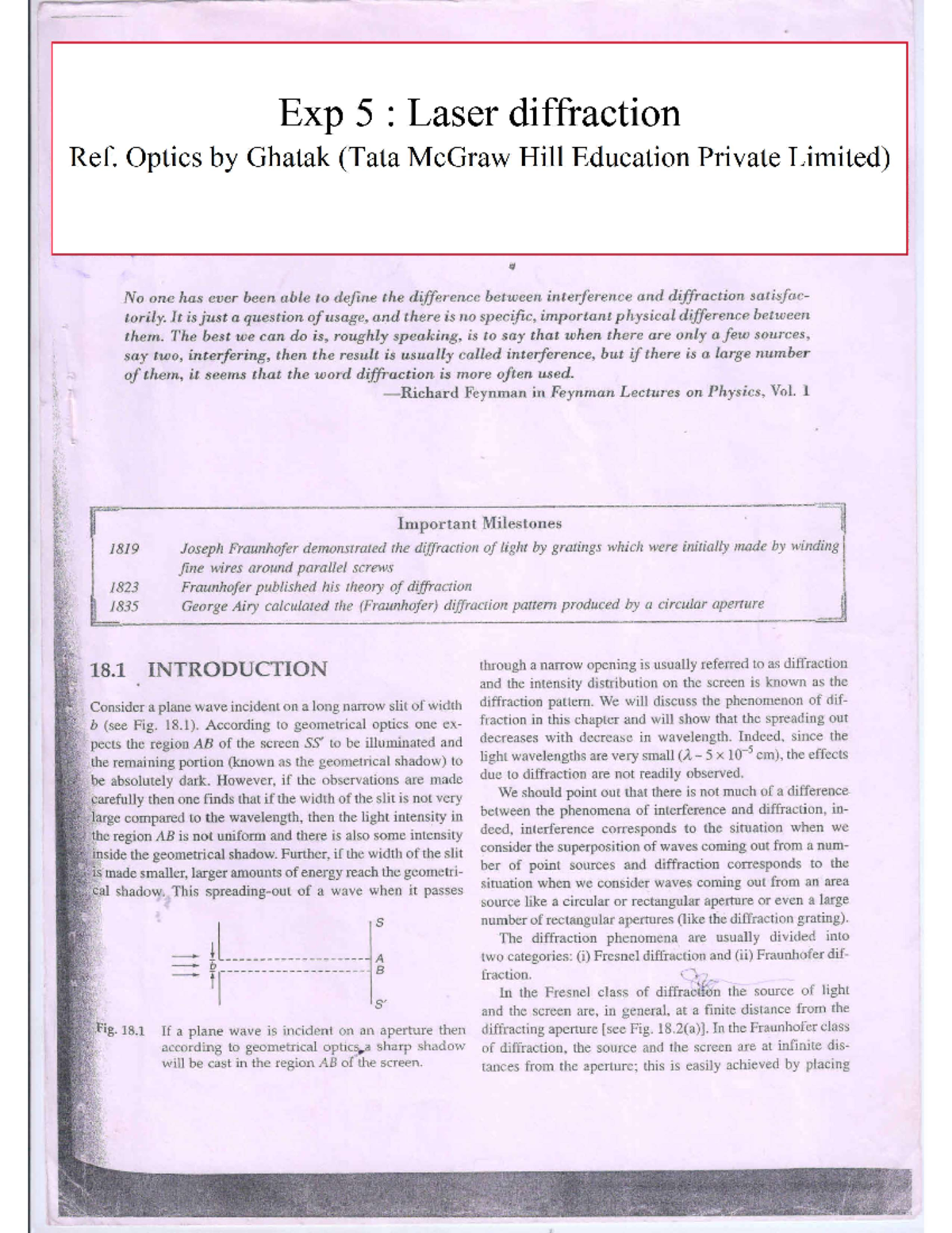 Exp 05 Laser diffraction - Inorganic Chemistry I - Studocu