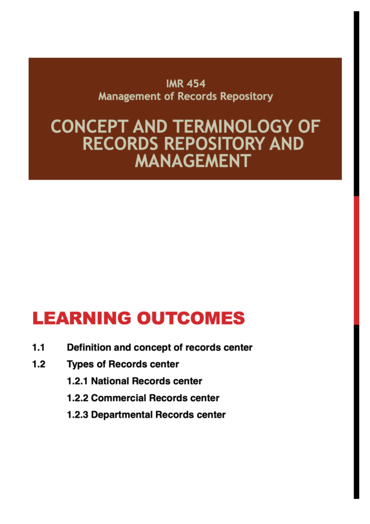 Chp 1 - IMR 454 - NOTE - IMR454 MANAGEMENT OF RECORD REPOSITORY ...