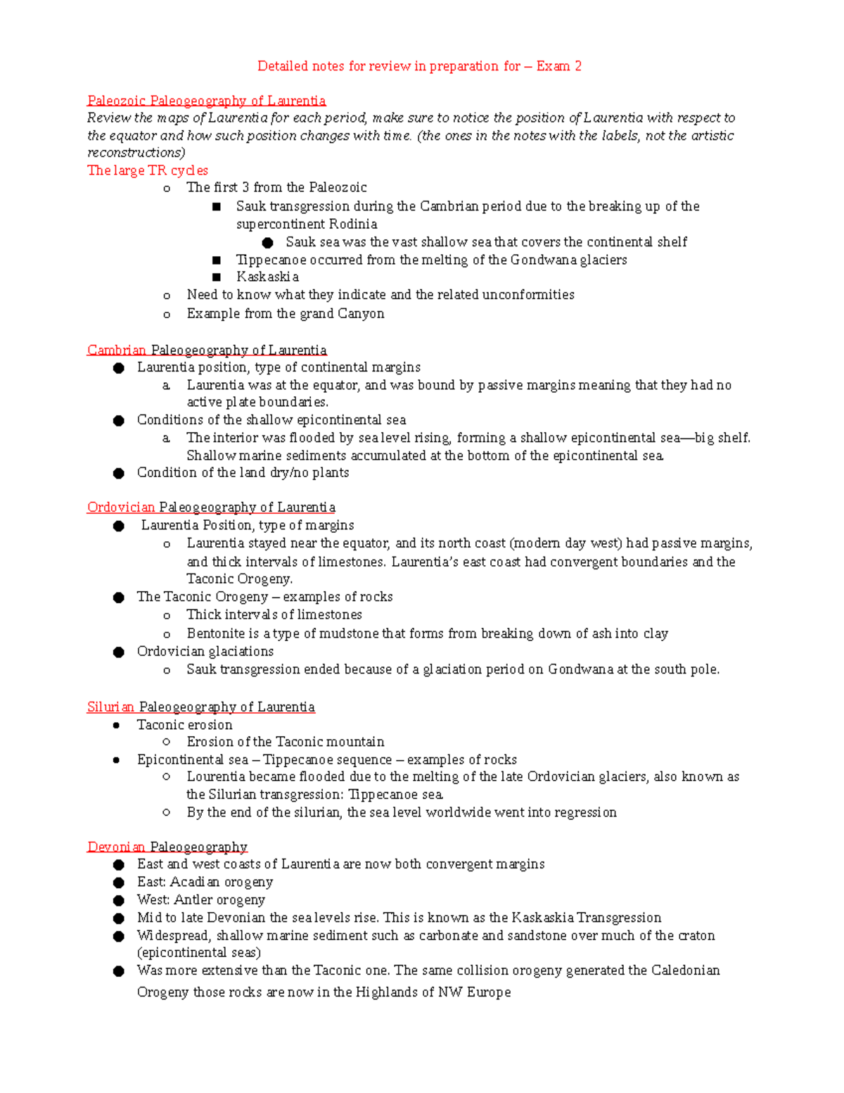 Study guide for exam 2 Historical Geology - Detailed notes for review ...