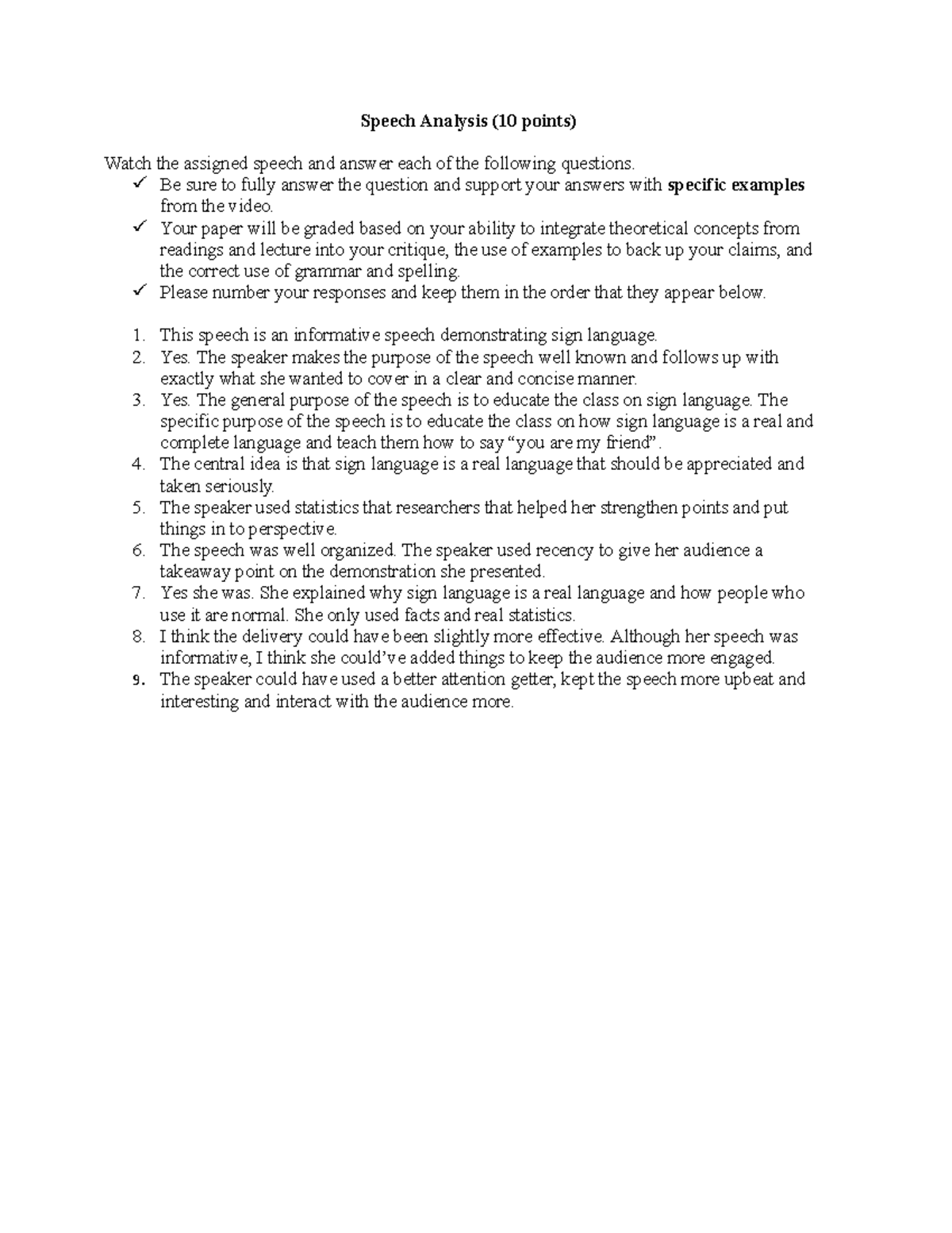 Speech Analysis 3 - Be sure to fully answer the question and support ...