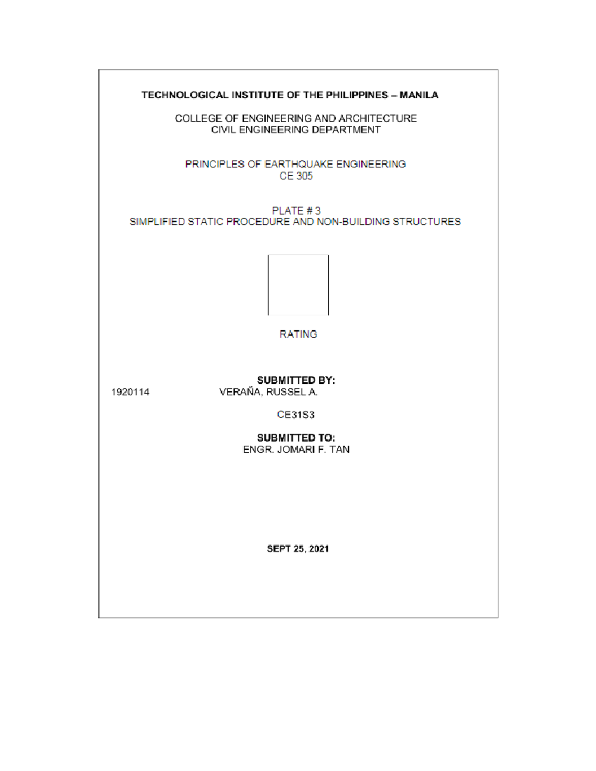 Simplified Static Procedure AND NON- Building Structures Assignment 3 ...