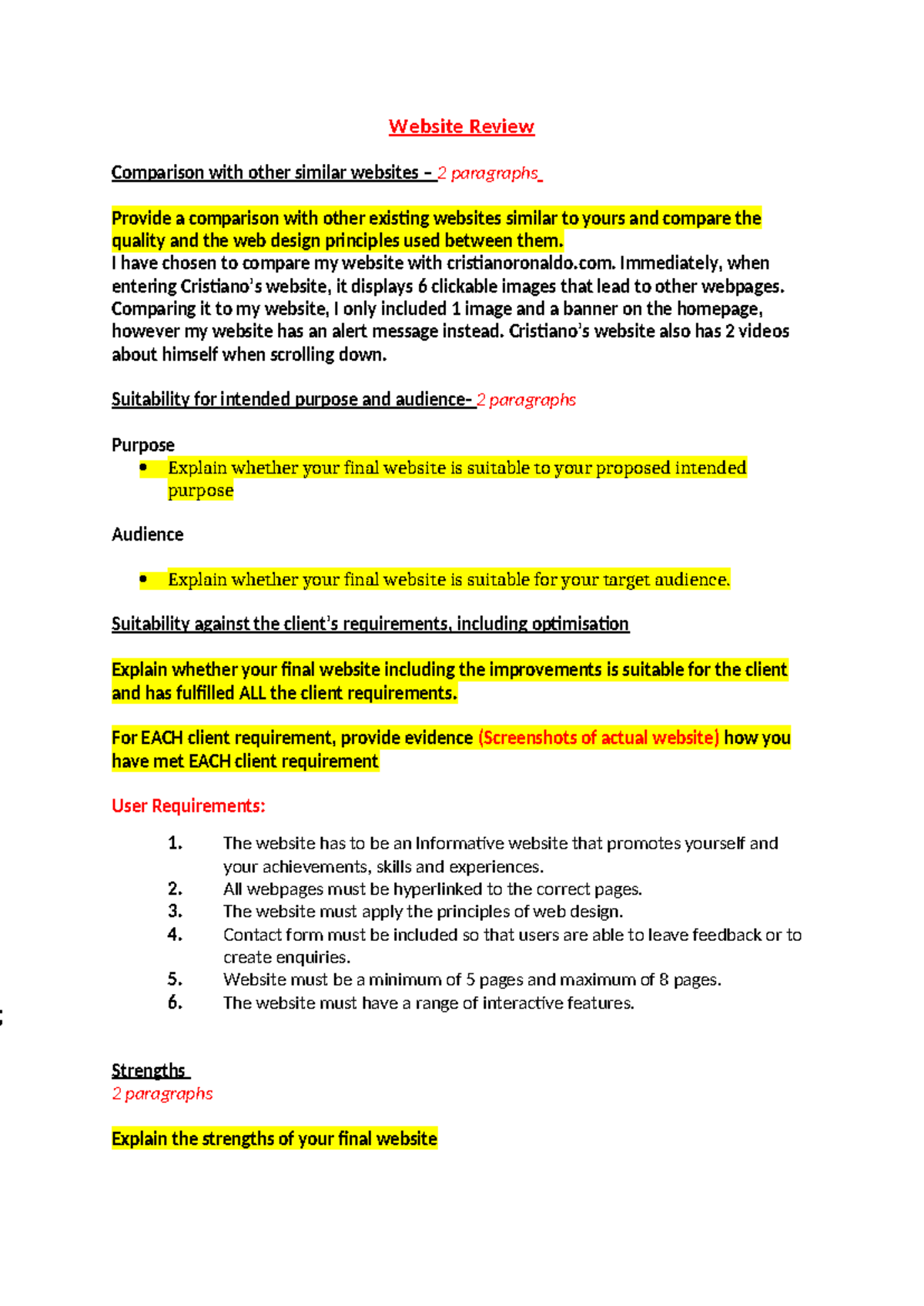 Unit 6- P6- Website Review - Website Review Comparison with other ...