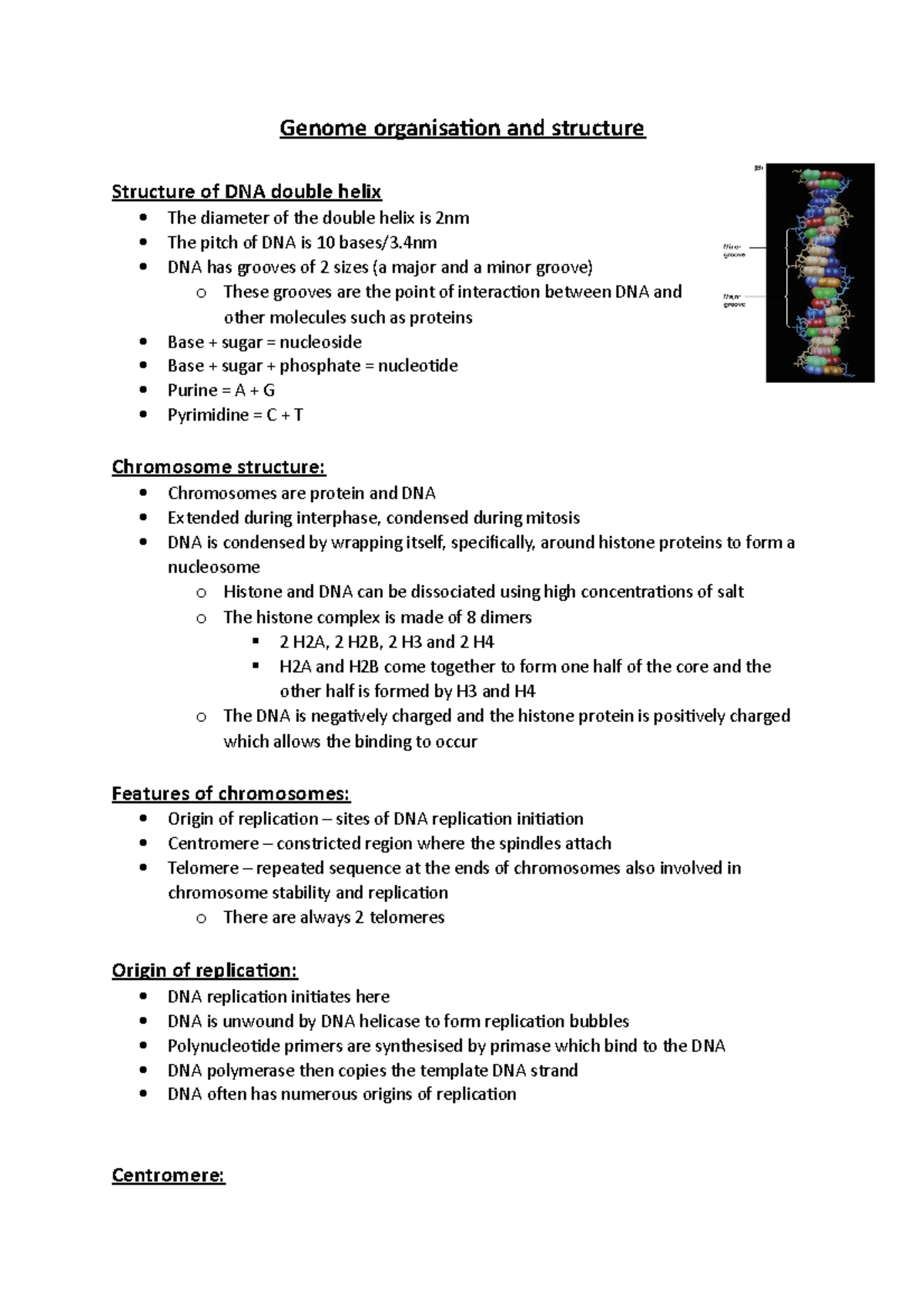 G1 - Genome organisation and structure - Genome organisation and ...