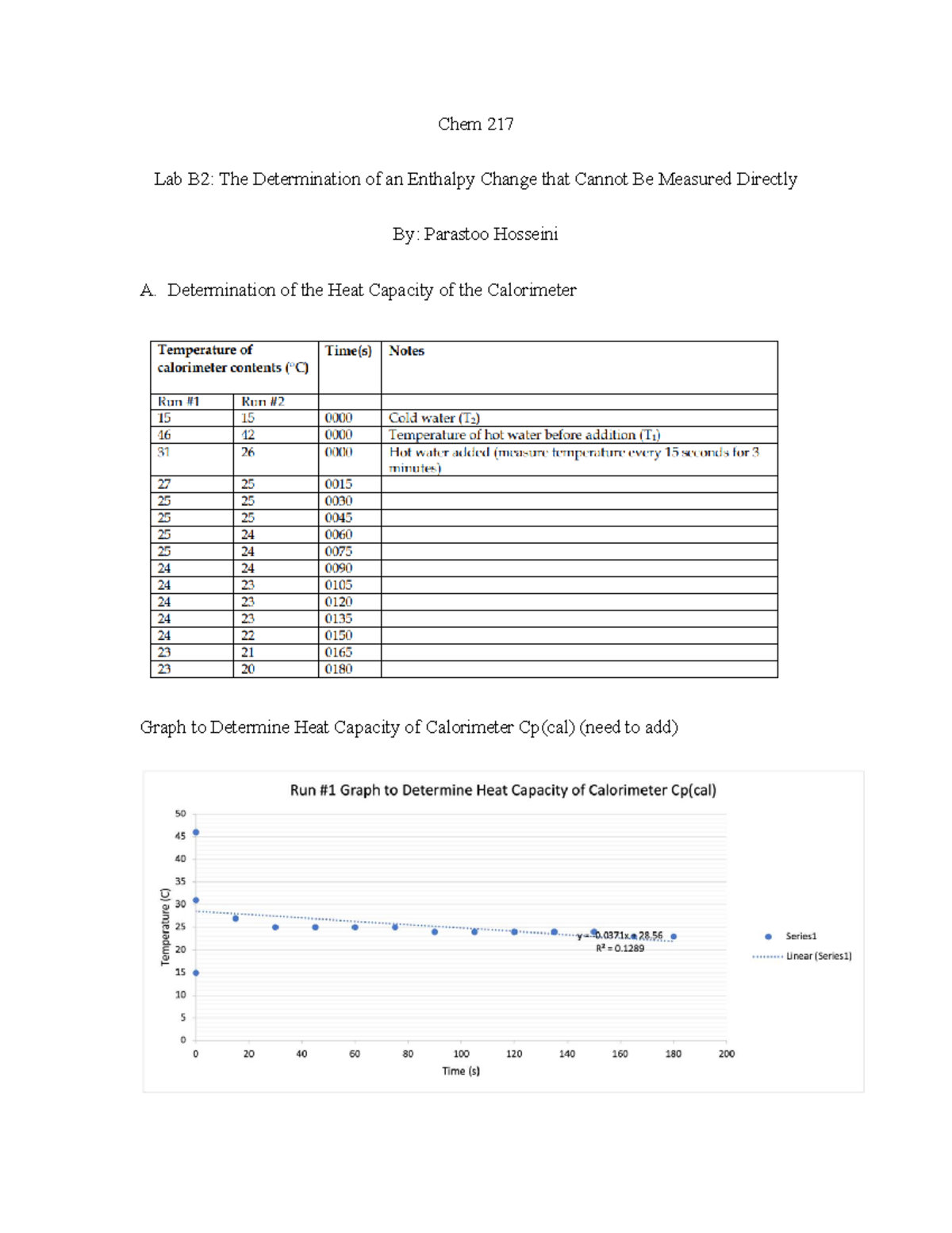 Chem Lab B2 - Chem 217 lab B2 - Chem 217 Lab B2: The Determination of ...
