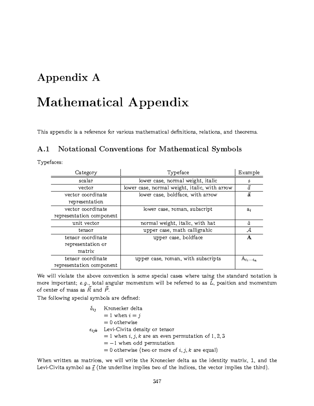 Mathematical Appendix - Appendix A Mathematical Appendix This appendix is a reference for ...