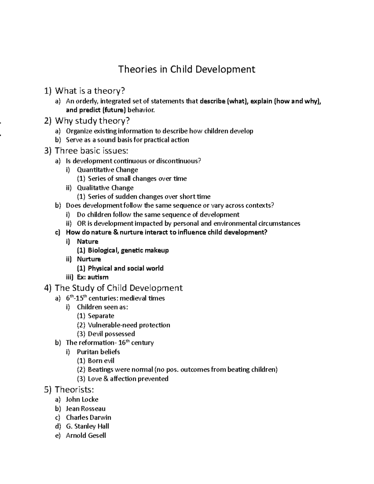 Theories in Child Development - 2) Why study theory? a) Organize ...
