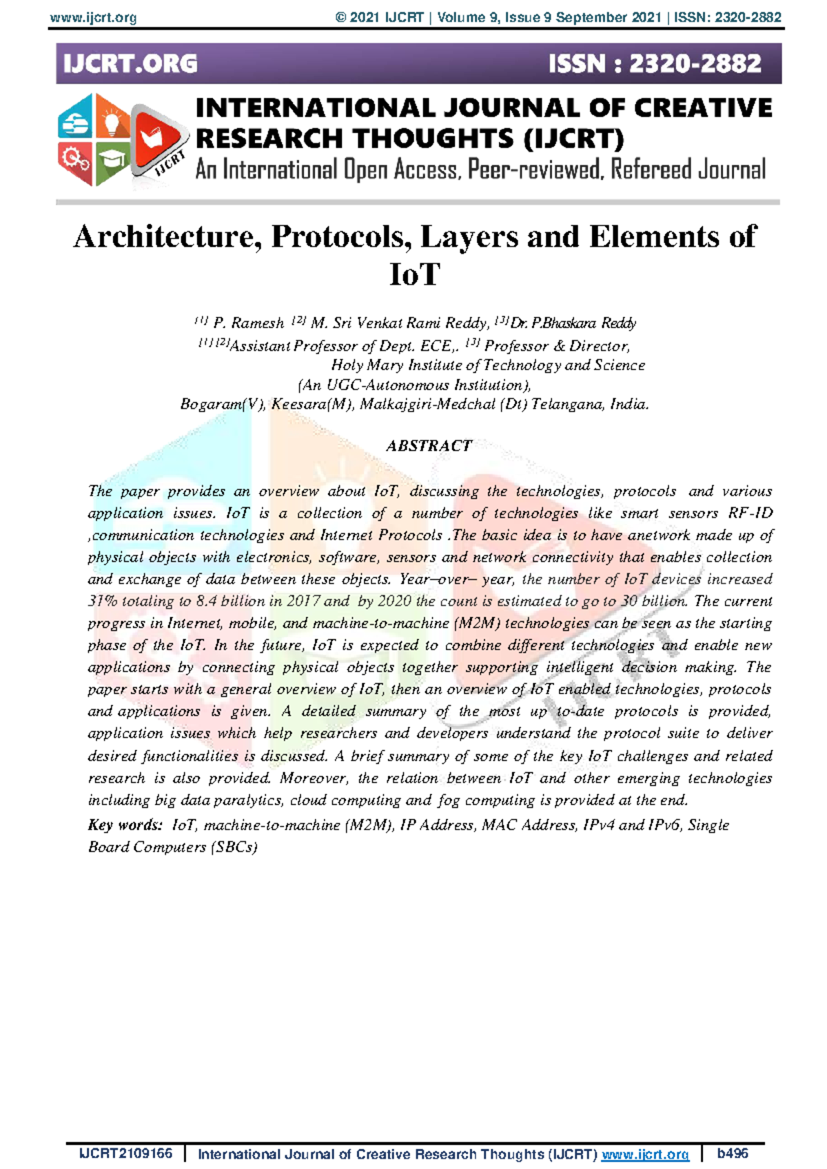 48. Architecture, Protocols, Layers and Elements of Io T Author P ...