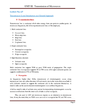 1594283629 2-2-TLW - bon cours - UNIT – I: Transmission Lines - I Types,Transmission - Studocu