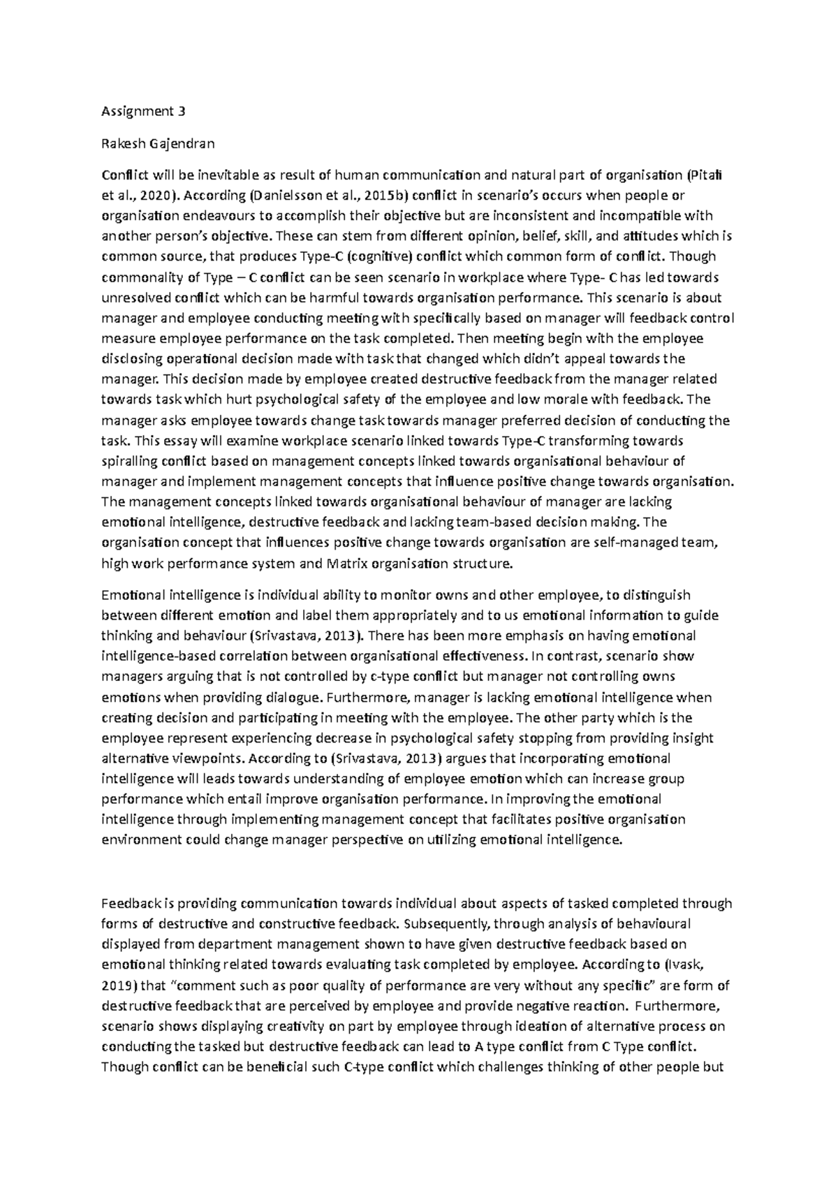 Assignment 3 Introduction to management - Assignment 3 Rakesh Gajendran ...