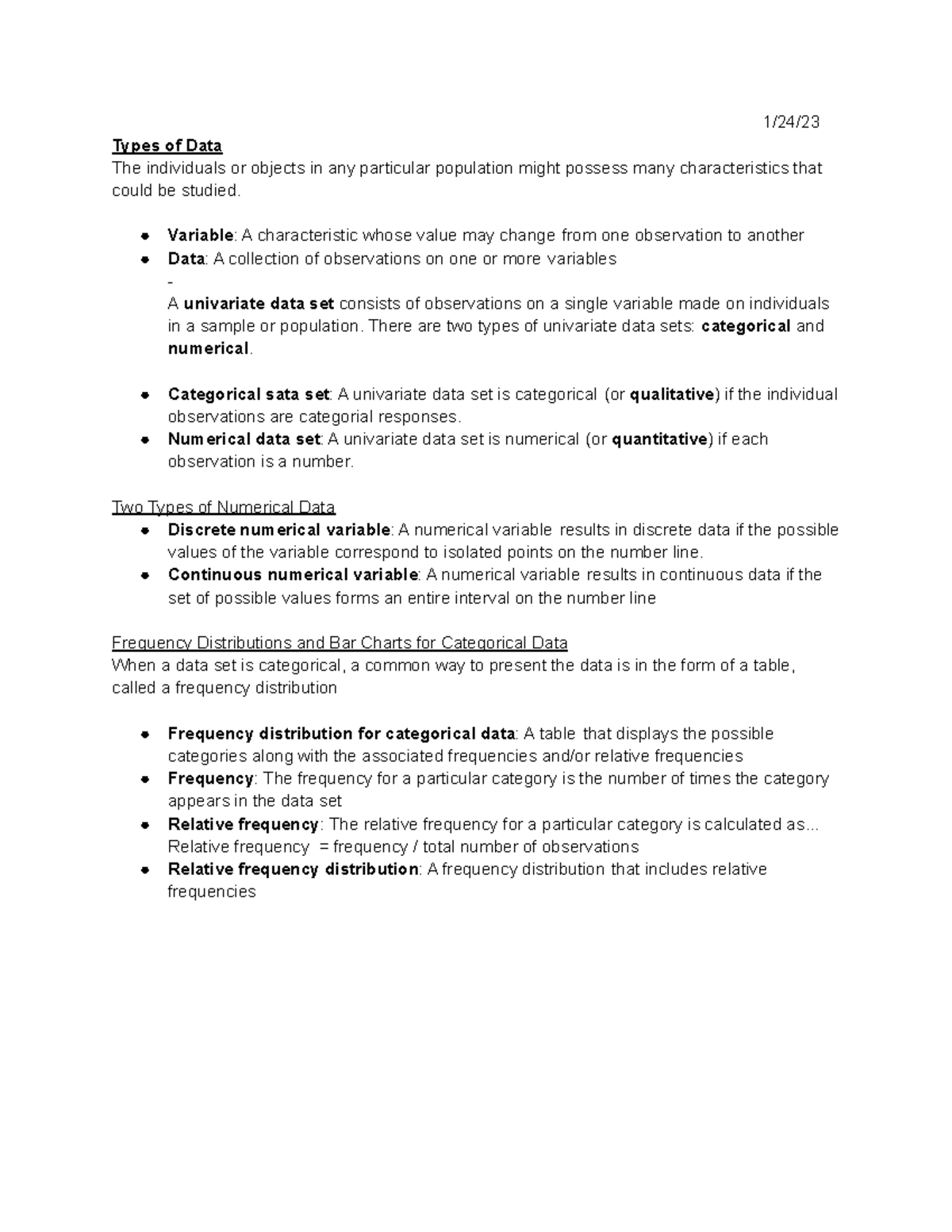 Section 1.4 - Types of Data and Some Simple Graphical Displays - 1/24 ...