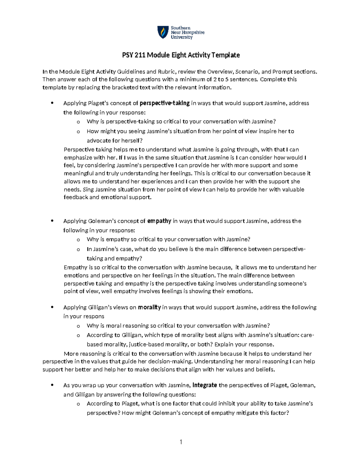 PSY 211 Module 8-2 Finished - PSY 211 Module Eight Activity Template In the Module Eight ...