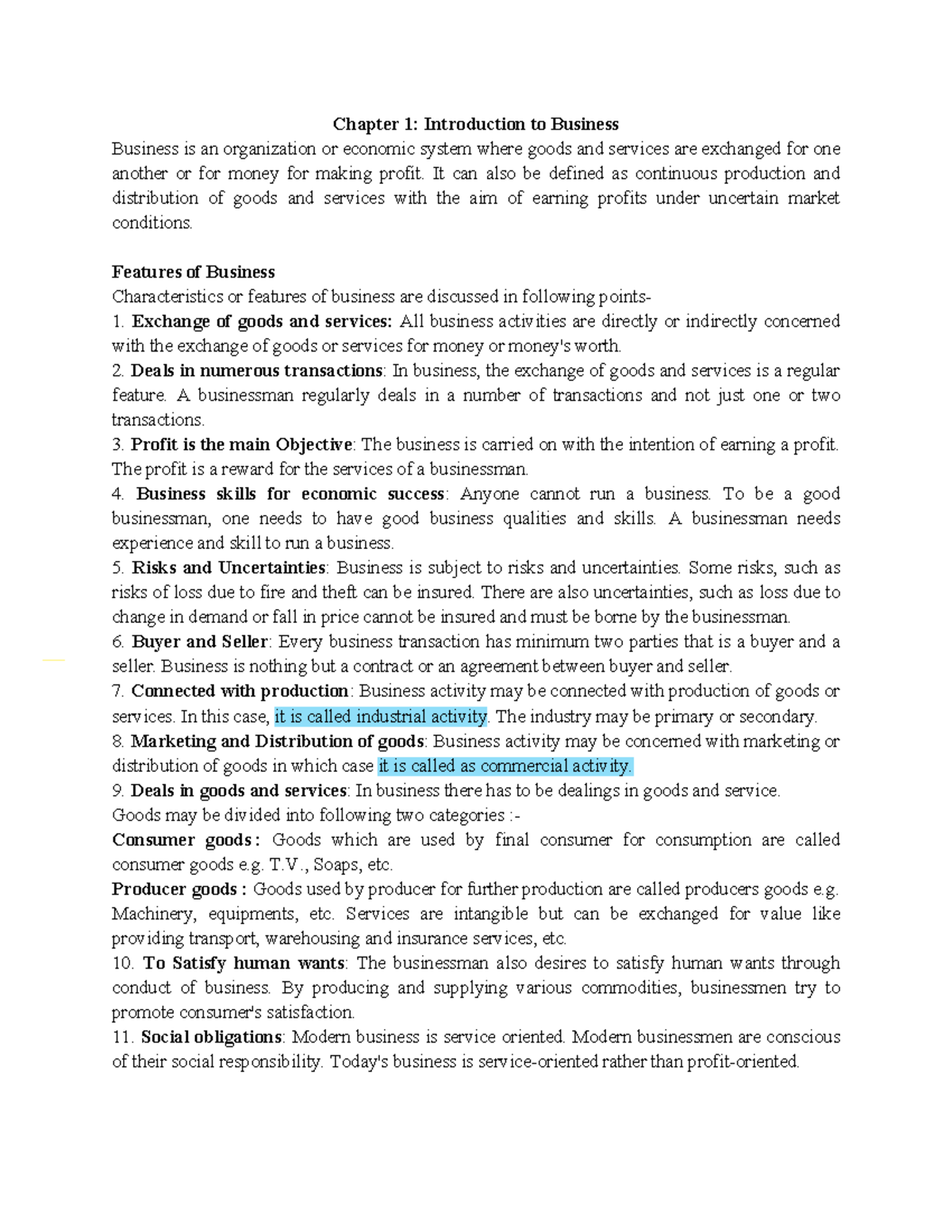 Accounting book (semester-1) - Chapter 1: Introduction to Business ...